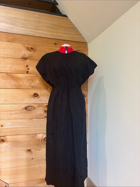 Zara | Dresses | Zara Black Maxi Dress With Cap Sleeves And Defined ...